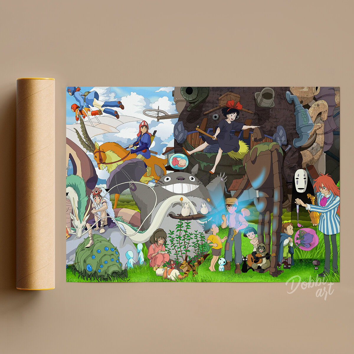 Постер Аниме Хаяо Миядзаки 50х70 см без рамы/ Аниме, манга/ Постер для интерьера дома, декор на стену/ Ходячий замок, Унесенные призраками/ Плакат интерьерный, подарок парню, девушке