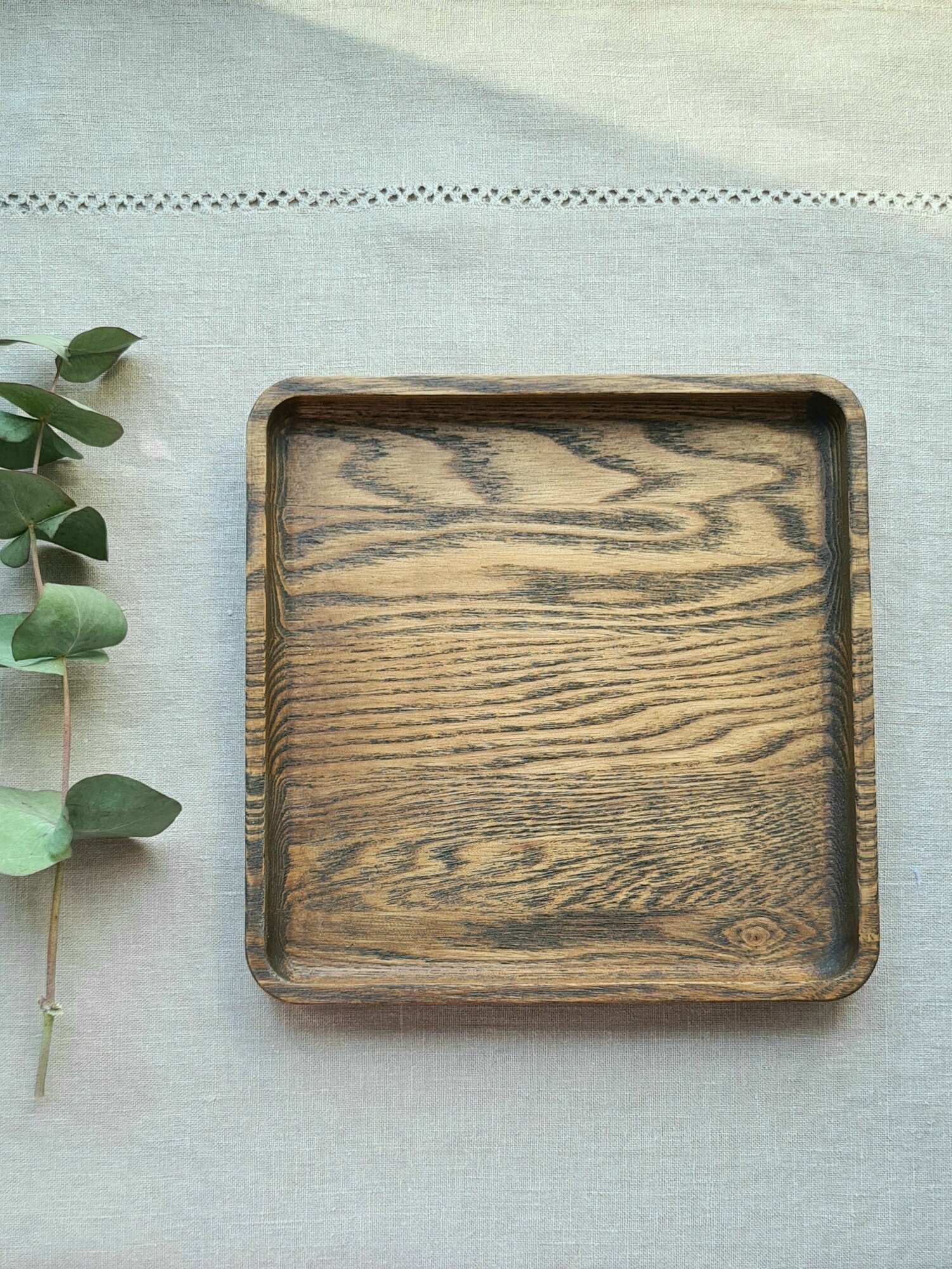 Поднос Арт-Птица, ясень, квадратный, темно-коричневый, 18,5х18.5 см