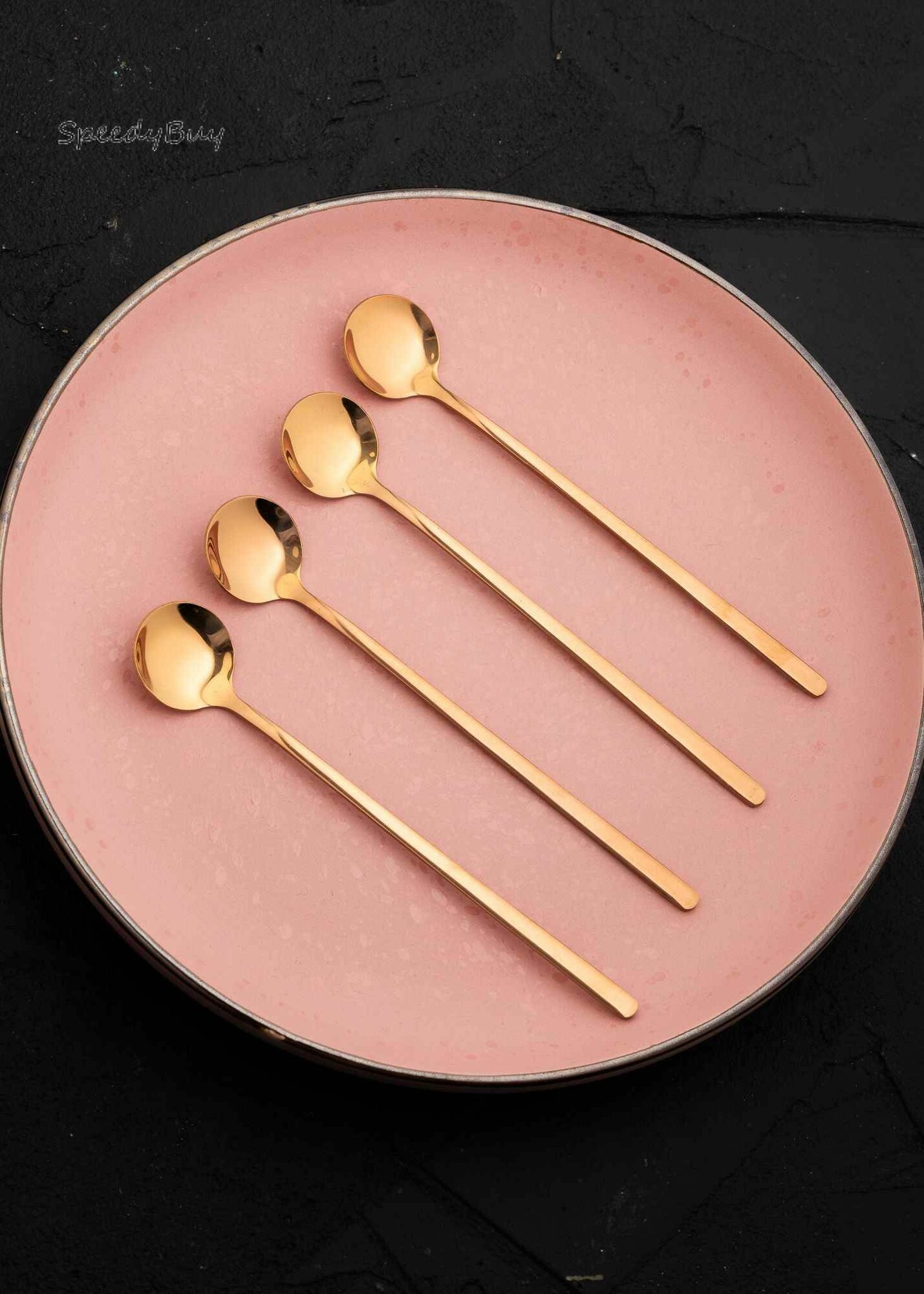 Ложки чайные золотая круглые длинные барная SpeedyBuy