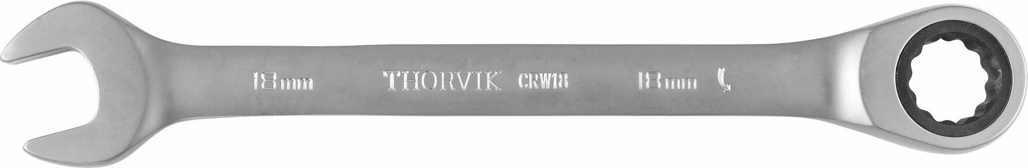 Ключ гаечный комбинированный Thorvik CRW18, трещоточный, 18 мм