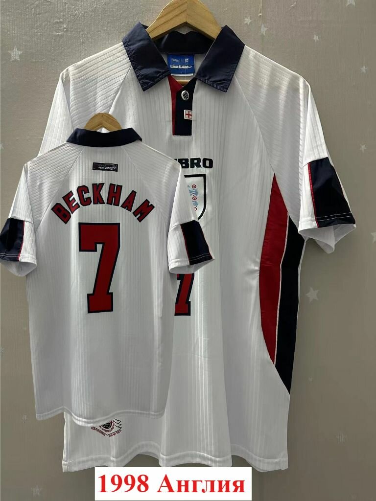 Ретро: 1998 Eng - lan Beckham Owen Top Quality Home Retro Футбол Джерси Кустом Т - Ширт