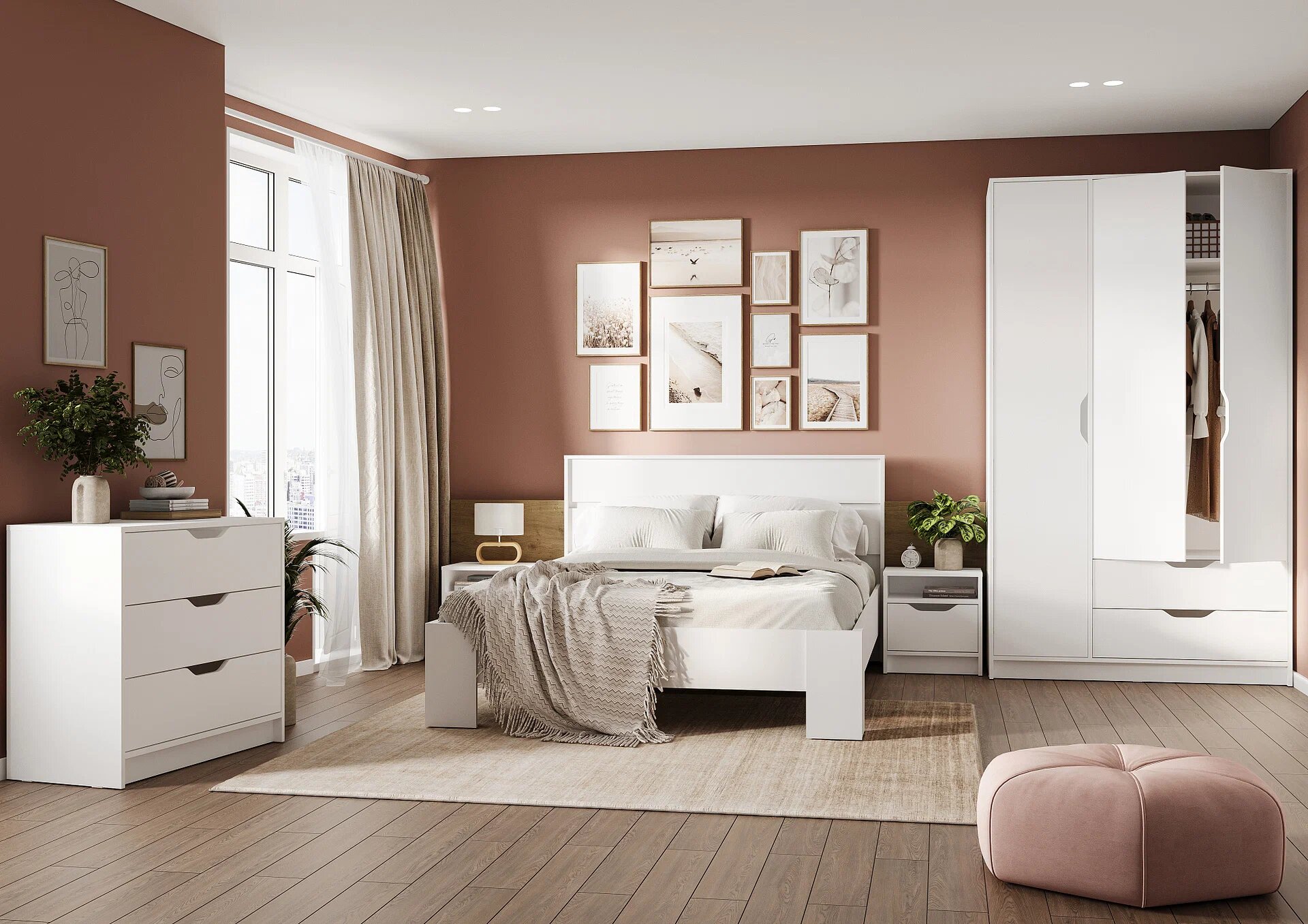 Комод 80см с 3 выдвижными ящиками без ручек для белья и вещей