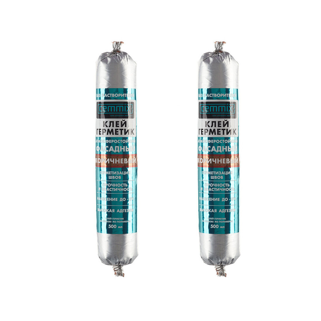 Клей-герметик фасадный гибридный CemMix PU40 коричневый 500 мл (2 шт.)