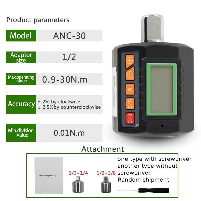 Aliyiqi Цифровой динамометрический ключ 1/2", 1/4", 3/8", набор из 3 предметов AL-ANC-30