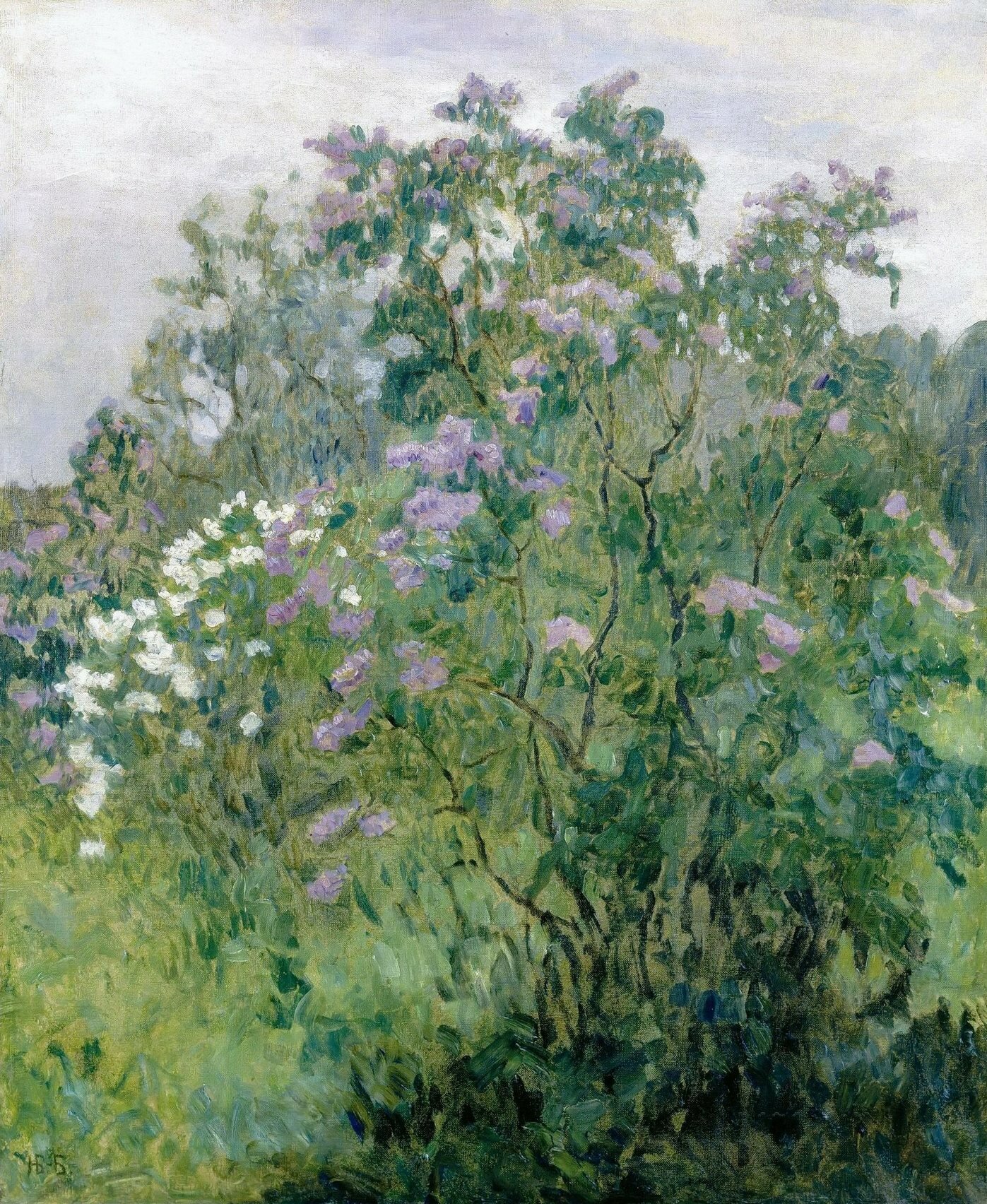 Картина Богданова-Бельского Николая Куст сирени 60х49 см