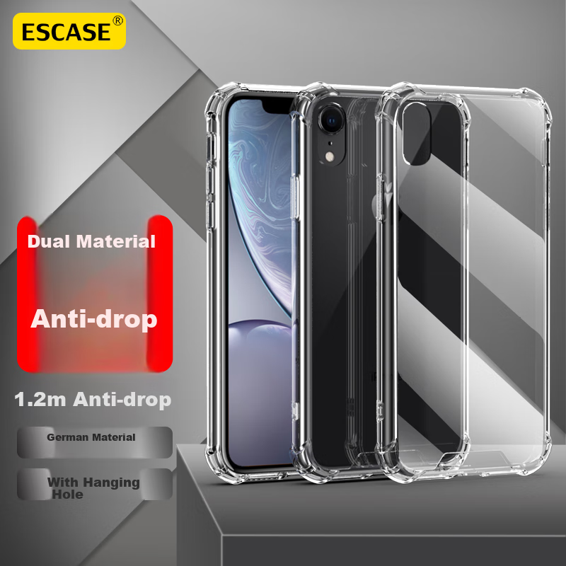 ESCASE IPhone XR Case, Apple XR Phone Outer Shell, Full Protection, Shockproof, Dual Material, Anti-Yellowing, Popular Style, 6.1-Inch, German Imported Bayer TPU, High Transparency