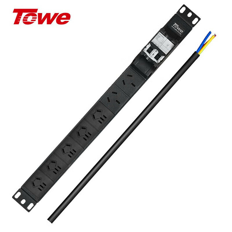TOWE High-Power 7-Outlet PDU Cabinet Socket, 32A Self-Installed Input 8000W with Circuit Breaker, Power Strip EN32/G711C