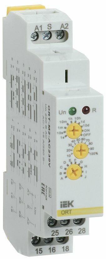 IEK ONI Реле времени ORT многофункциональное 2 контакта 230 В AС, ORT-M2-AC230V