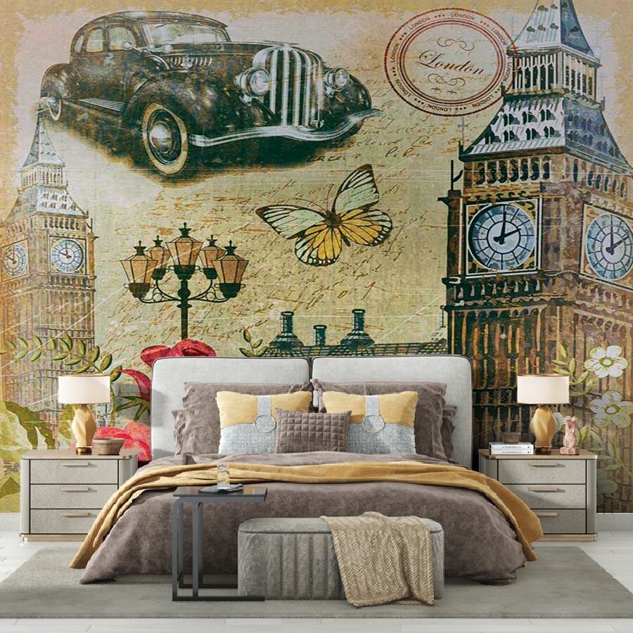 Фотообои Ретро Лондон 9-522-S-Холст 270 x 200 см (ВхШ) Бесшовные, флизелиновые, влагостойкие обои MasterFresok