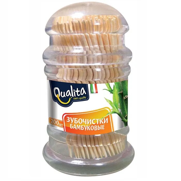 Зубочистки Qualita, бамбуковые, 200 шт/уп
