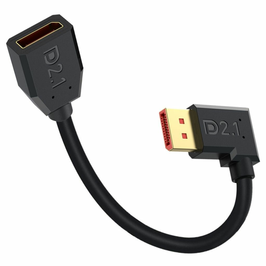 Кабель DisplayPort 2.1 для игровых мониторов поддерживает 16K@30Hz 8K@240Hz и 4K240Hz, совместим с FreeSync и G-Sync, 15cm - Левый изгиб