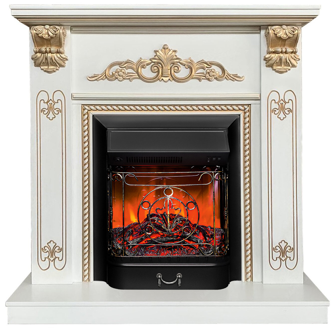 Электрокамин Афродита с очагом Majestic Lux Black, обогрев, звуковые эффекты (камин электрический)