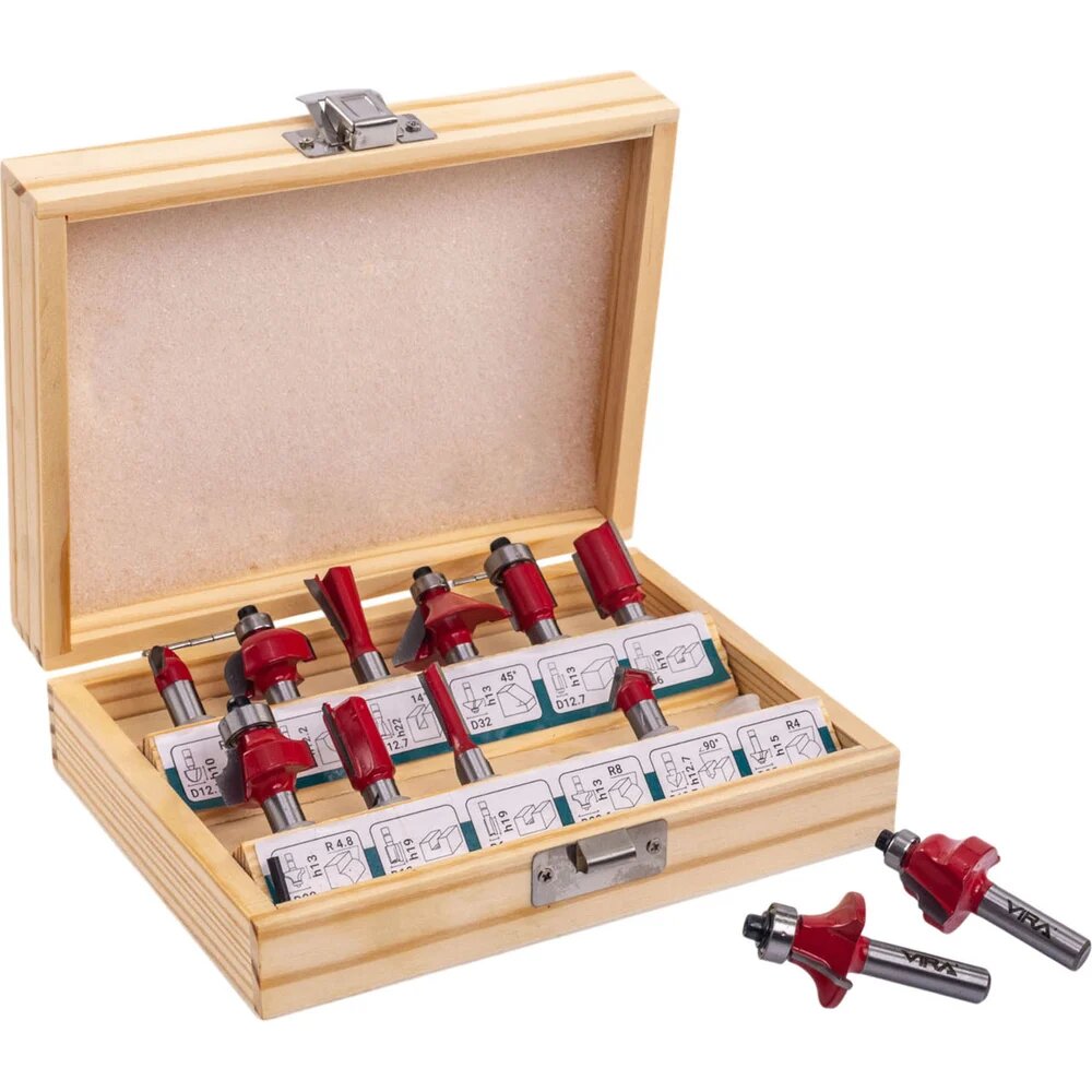 VIRA Набор фрез 12 шт в деревянном кейсе 553394