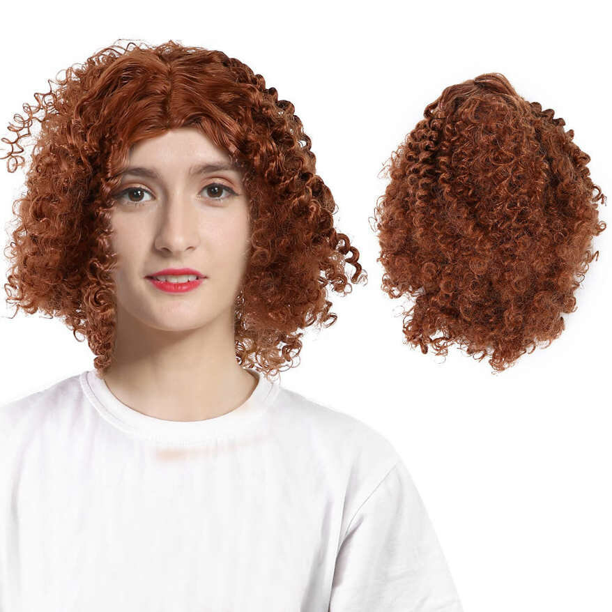 Кудрявые волнистые парики женские модные регулируемые синтетические волосы темно-коричневые