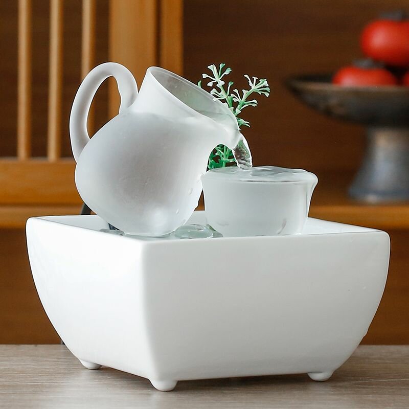 Фонтан домашнего декора украшение для увлажнения циркуляции воды на рабочем столе Материал: керамика + стекло