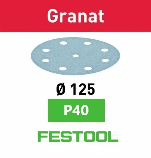 Festool Шлифовальный материал Granat P40 D125 мм, STF D125/9 10 шт. (497145)