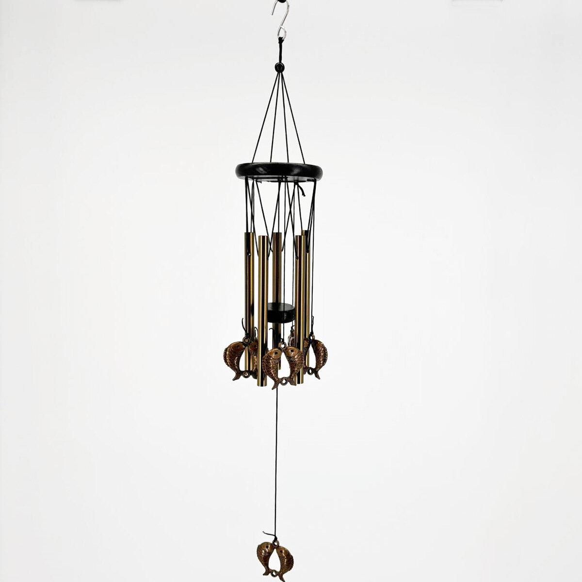 Колокольчик "Бронзовая рыба", деревянный, с пятью трубками