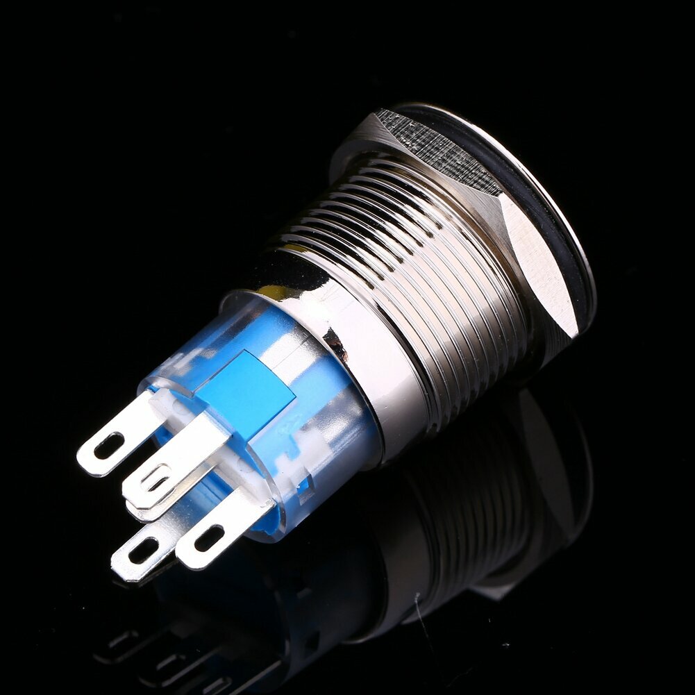 12V Auto Power Angel Eye Металлическая Кнопка Синего светодиодного Тумблера 19mm AP