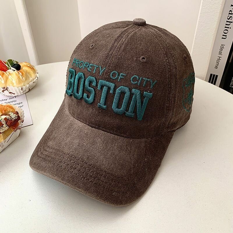 Американская бейсболка в стиле ретро, женская весенне-летняя кепка с вышивкой на лице, маленькая большая окружность головы, фуражка с широкими полями