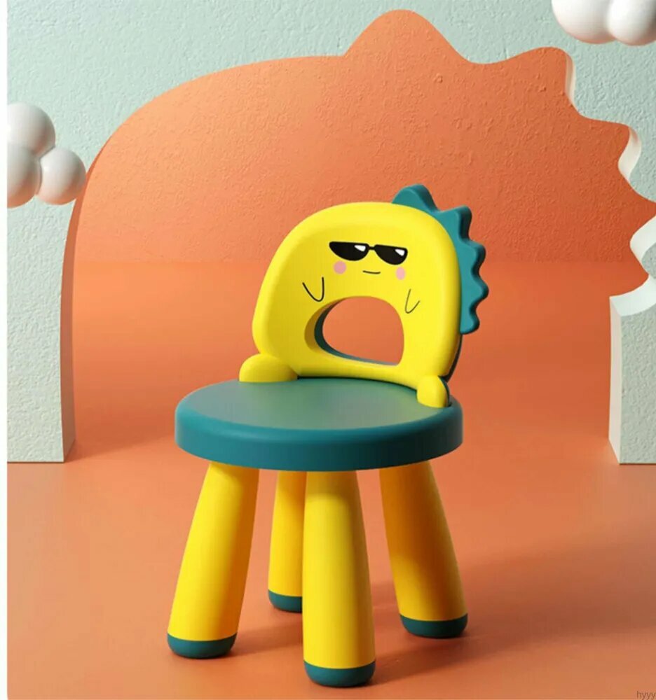 Детский стул-динозавр с утолщенной спинкой, домашний нескользящий стул для детского сада30х26х47см
