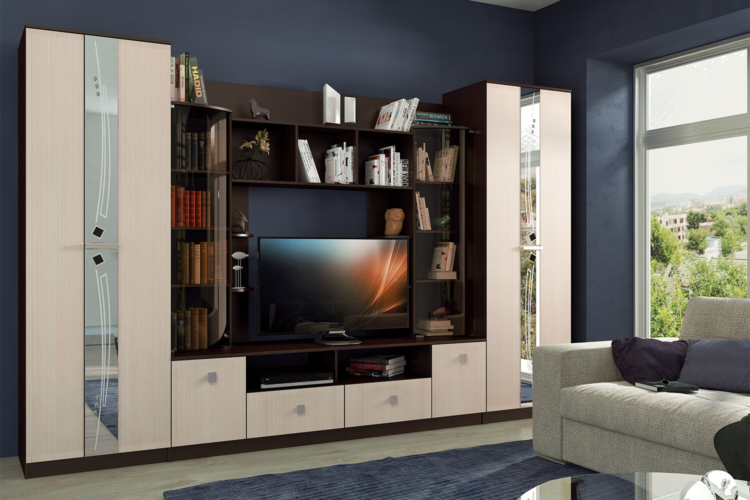 Гостиная Венеция, Дуб беленый, Венге