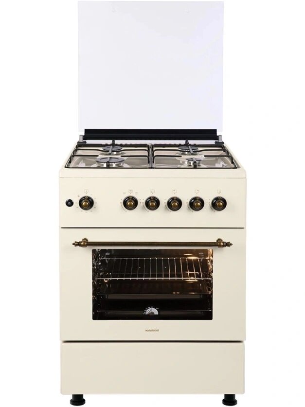 Плита газовая Nordfrost GG6061Y бежевый, металлическая крышка