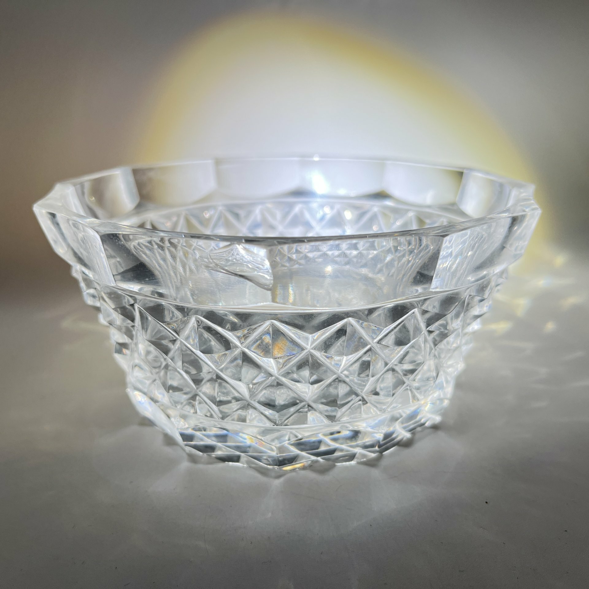 Небольшой граненый салатник, хрусталь, алмазная грань, СССР, 1970-1990 гг.