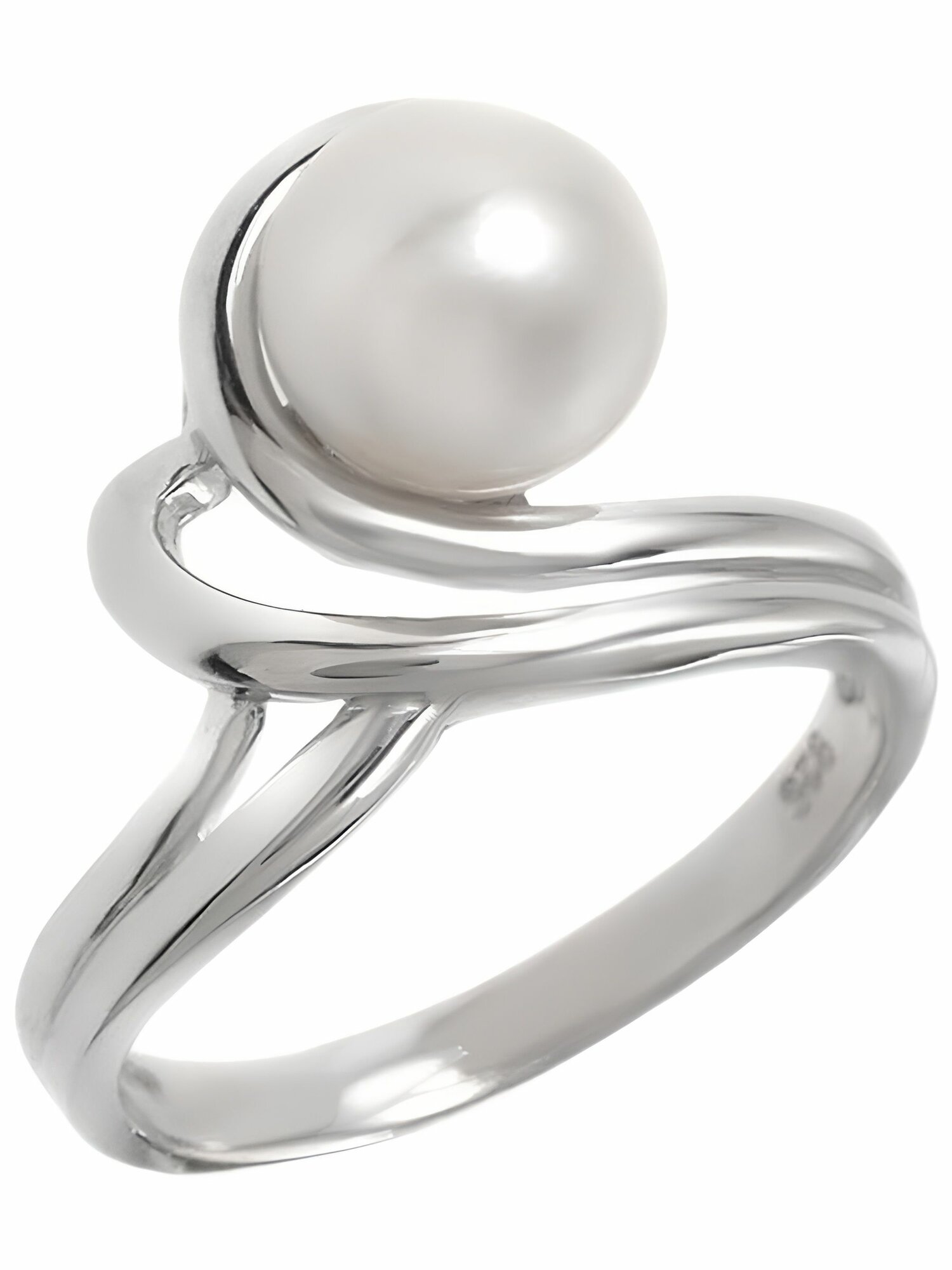 Кольцо тонкое, серебро, 925 проба, родирование, жемчуг культивированный
