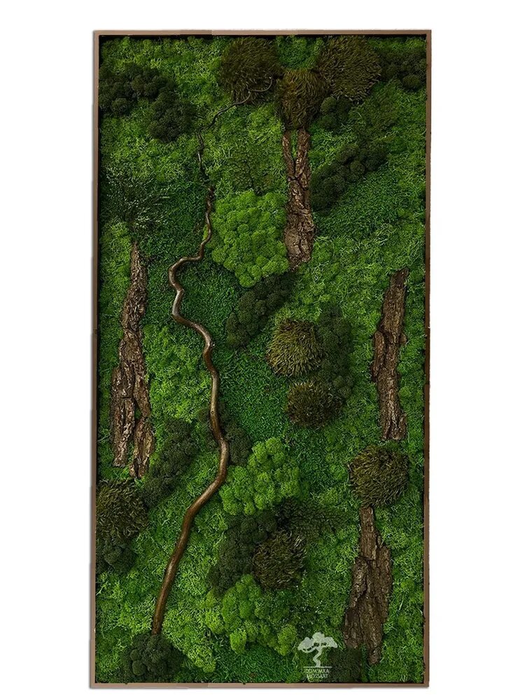 Панно/картина в раме "На опушке". Венге, 120*60 см. Дом Мха - MossArt.