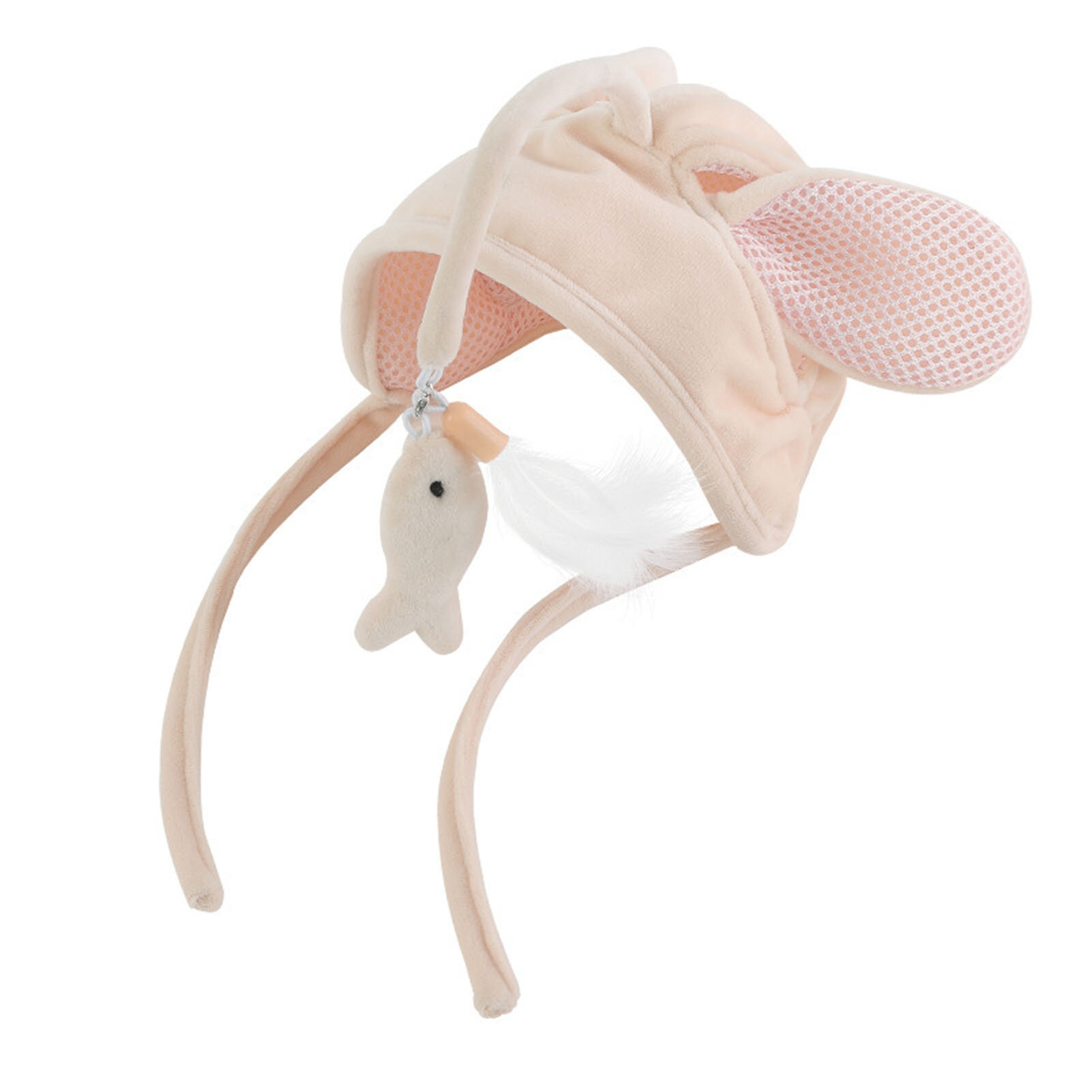 Cat Teaser Stick Hat Интерактивная забавная снятие скуки Длинный шест на голове Кошачья палочка для кошек Котята Розовый кролик