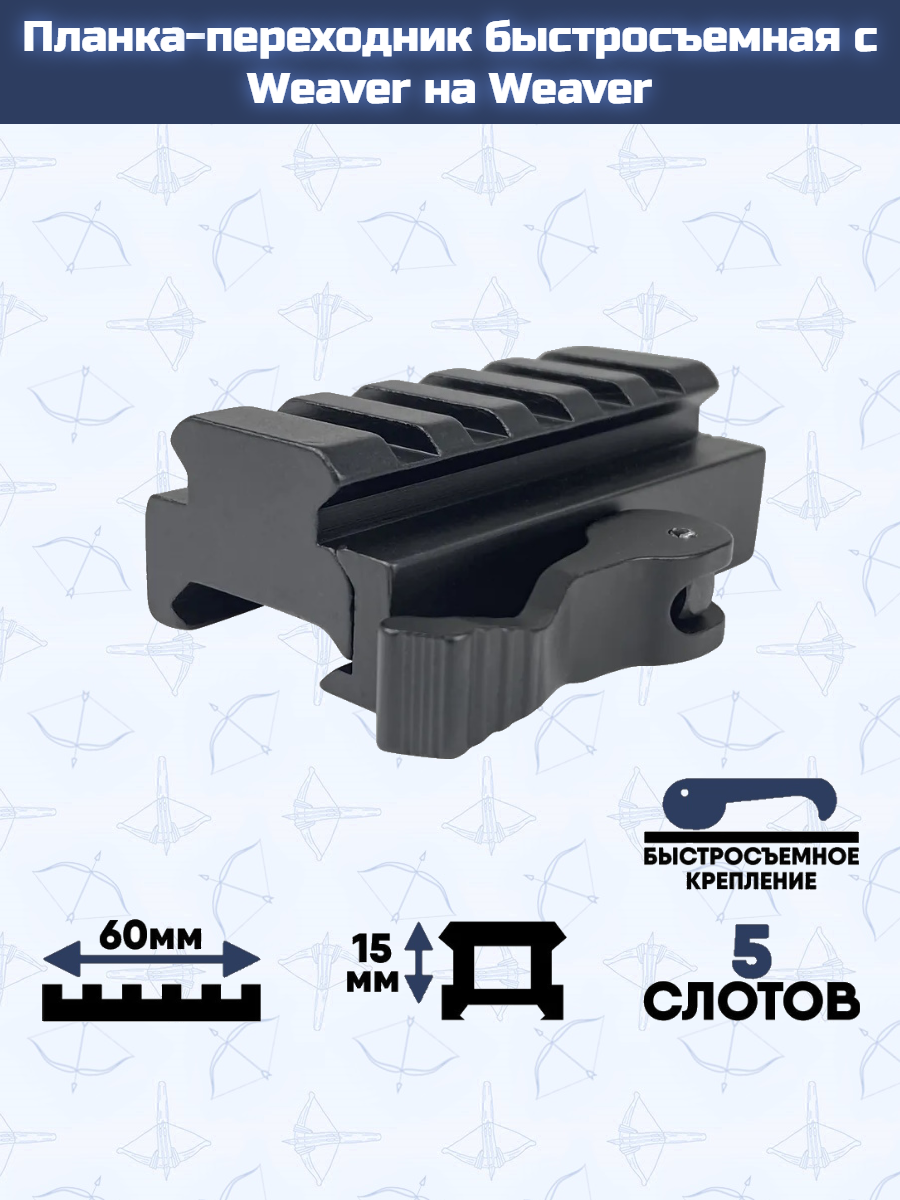 Планка-переходник быстросъемная с Weaver на Weaver 5 слотов