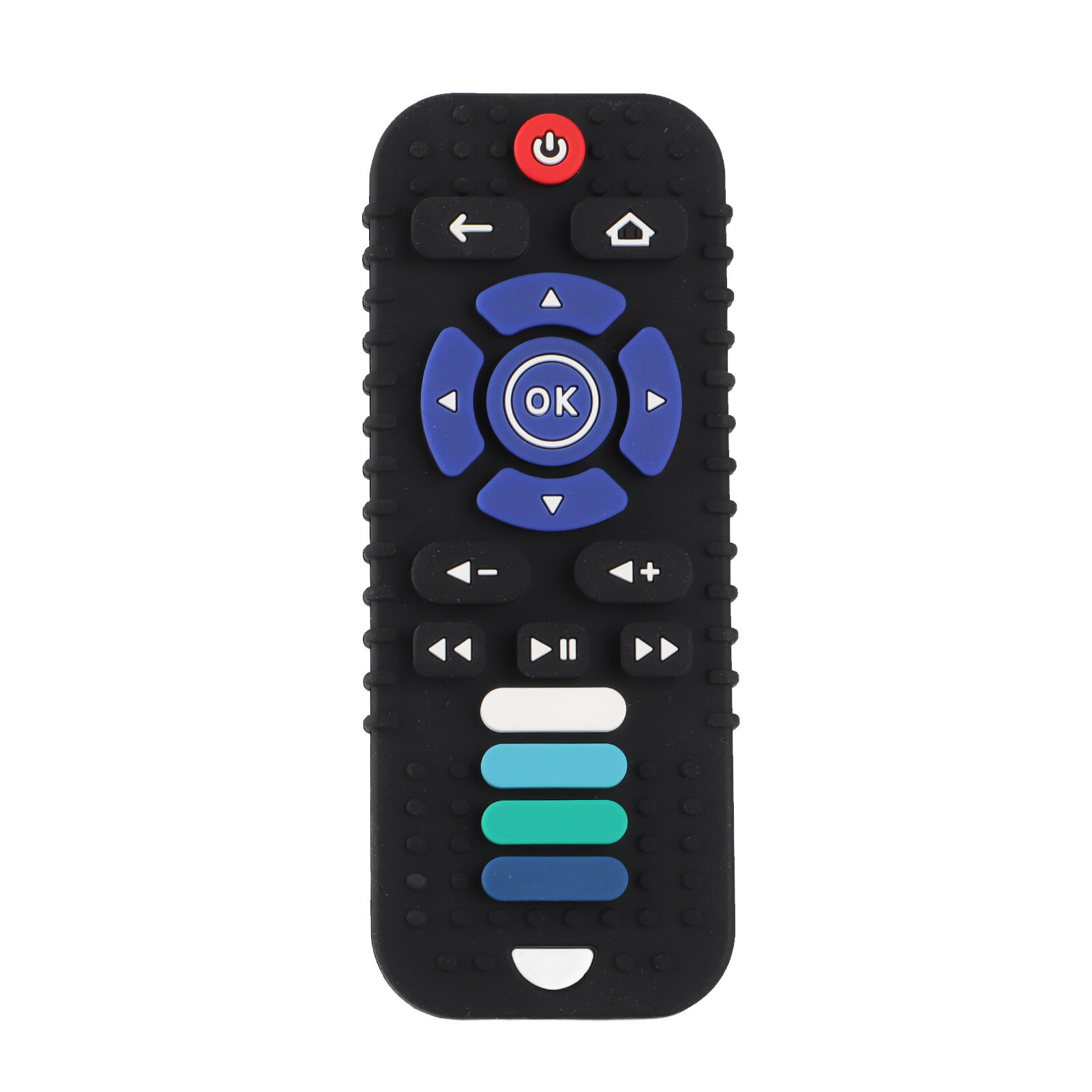 Игрушка для прорезывания зубов в форме пульта дистанционного управления, силиконовый прорезыватель для младенцев и малышей, мягкая и безопасная, черная