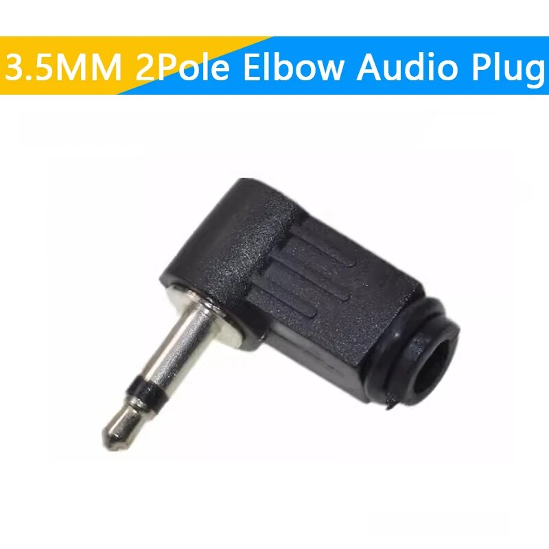 3.5мм 2Pole Elbow аудио разъем, черный, 5шт
