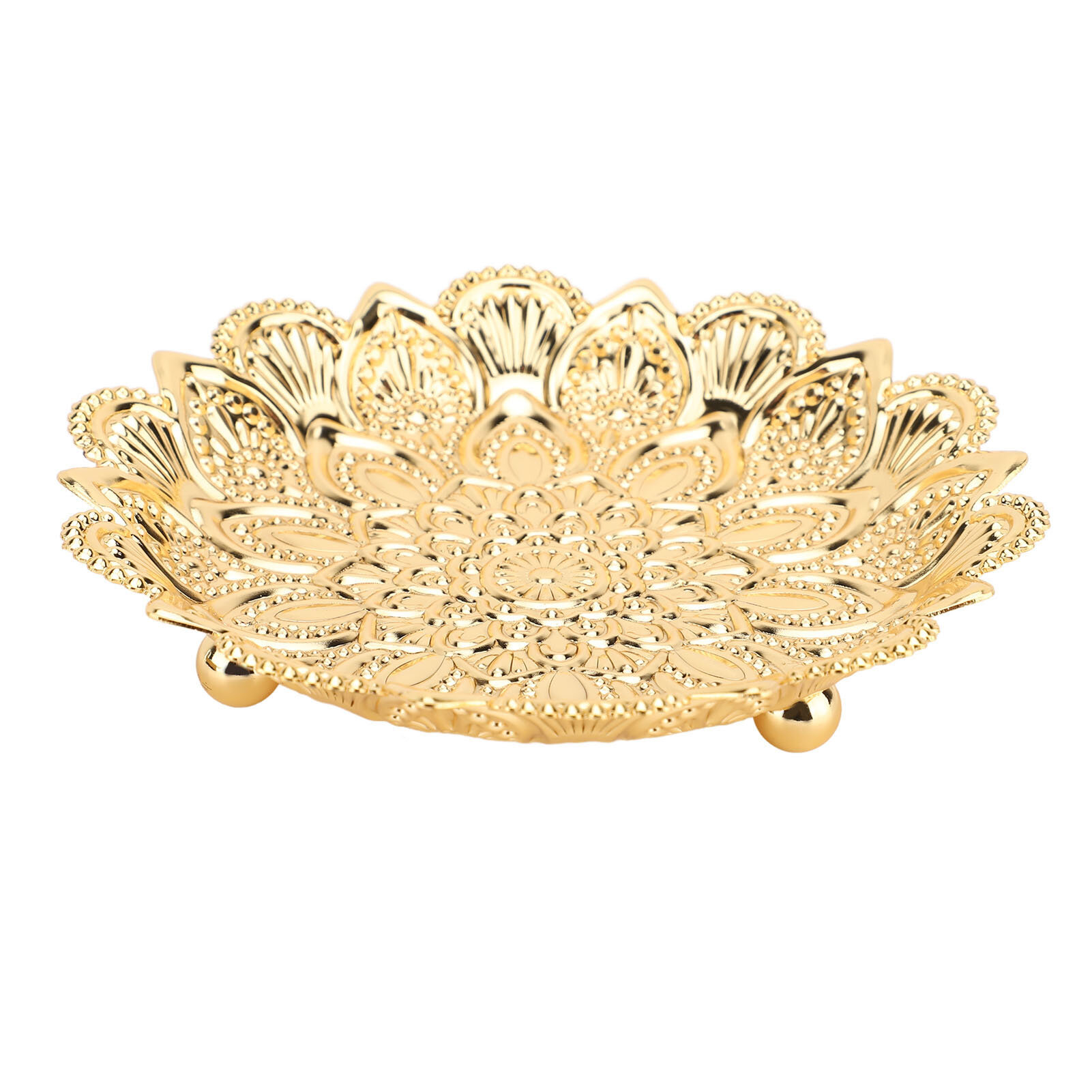 Турецкий поднос, круглый, в форме цветка, с ретро-тисненым узором, элегантный, изысканный, металлический поднос для кофе и чая 14 см/5,51 дюйма