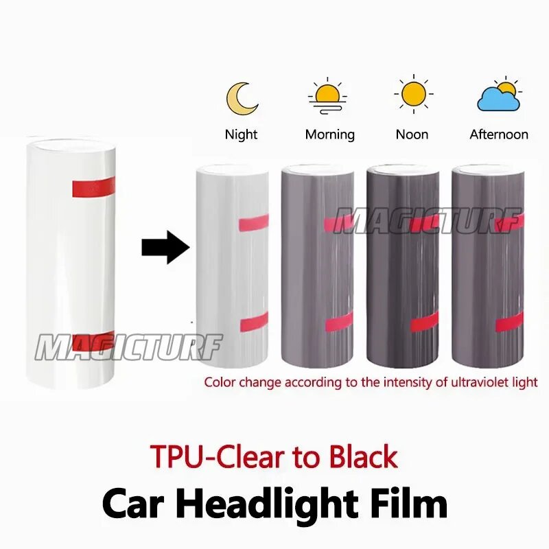 УФ-пленка, меняющая цвет, ТПУ ppf, фотохромная пленка для автомобильных Turn Smoked Black, 30CMX50CM