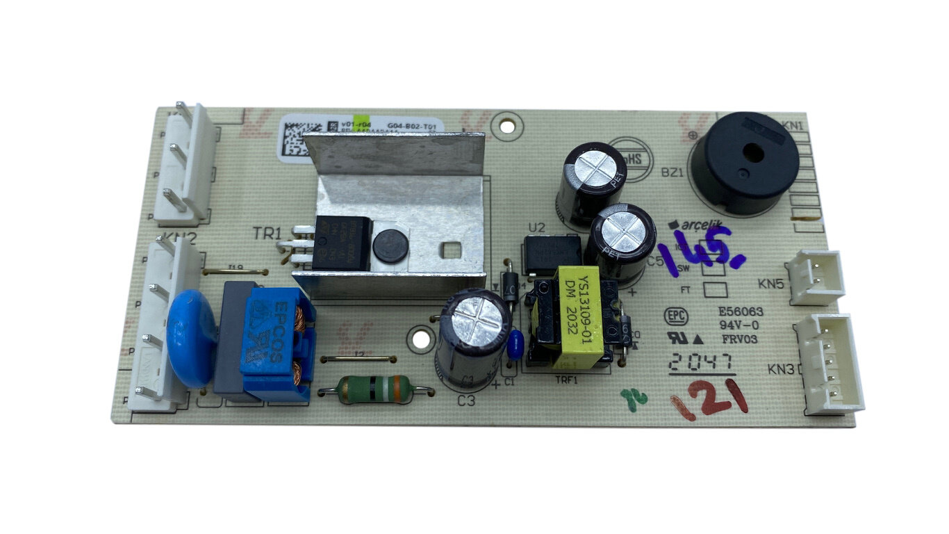 Силовая плата для холодильника BEKO (беко) 5937510200 (V01R04, G04-B02, E56063, снято с гарантийной техники)