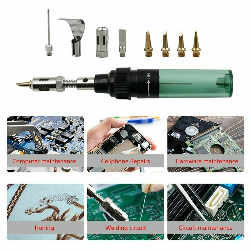 (1 комплект) Газовый паяльник 12 в 1