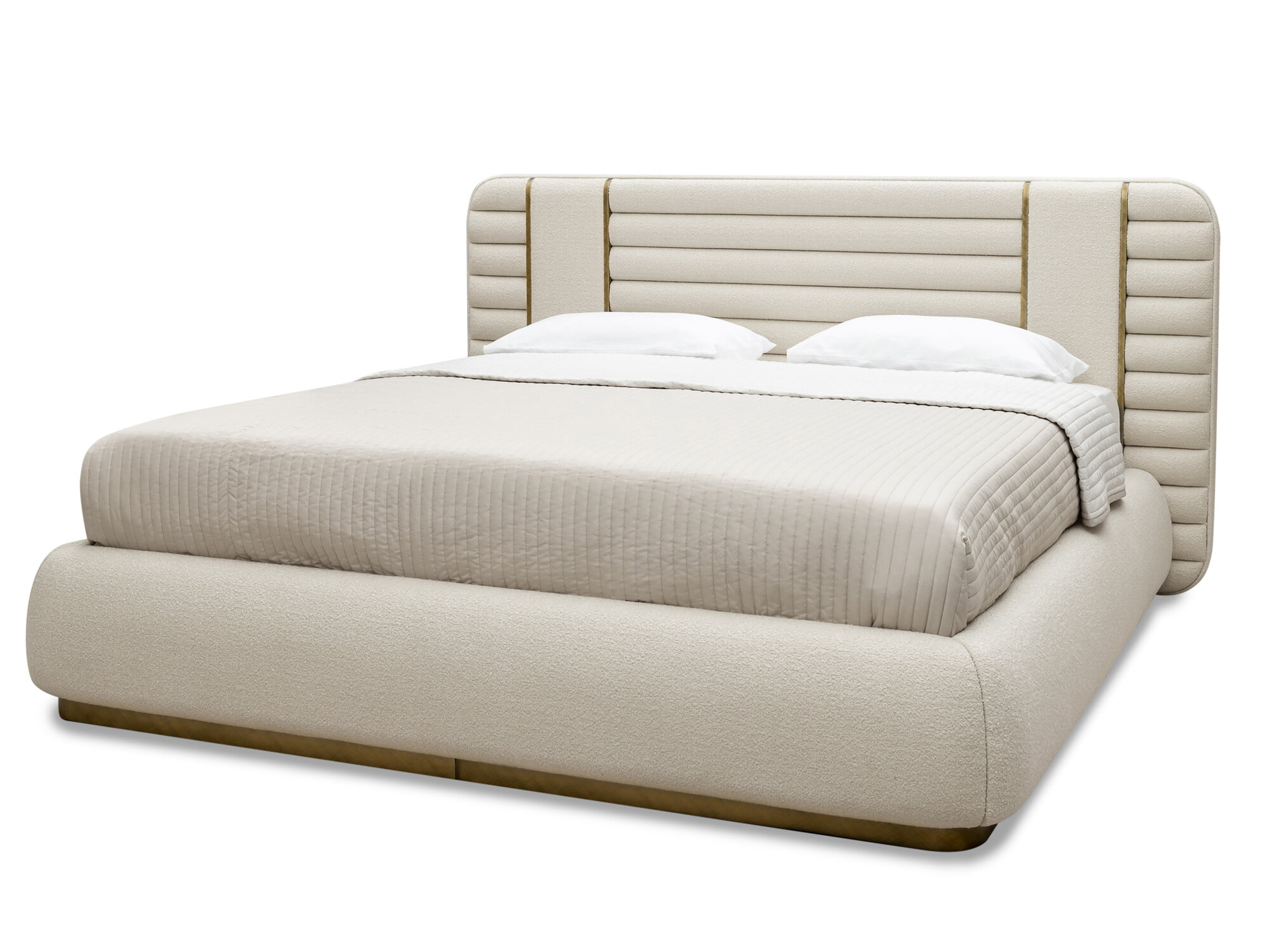 Кровать 180, Ткань, Дерево, Букле, Латунь