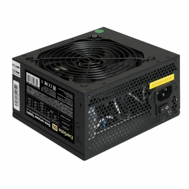 Блок питания ExeGate 750NPX EX292180RUS-S 750W (EX292180RUS-S) черный - 750 Вт, ATX 24-пин, 4 pin + 4 pin x2 CPU, 5 SATA, 2 x 6+2 pin PCI-E