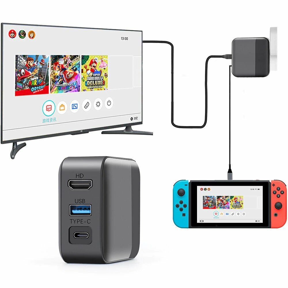 Многофункциональная зарядная док-станция Nintendo Switch AC adapter and TV converter