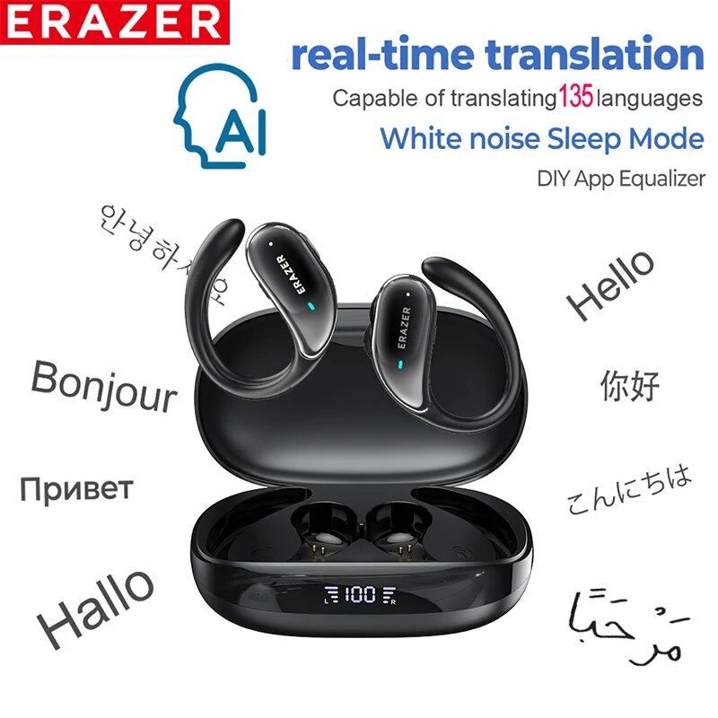 ERAZER XT80pro TWS, черные наушники с AI-переводом