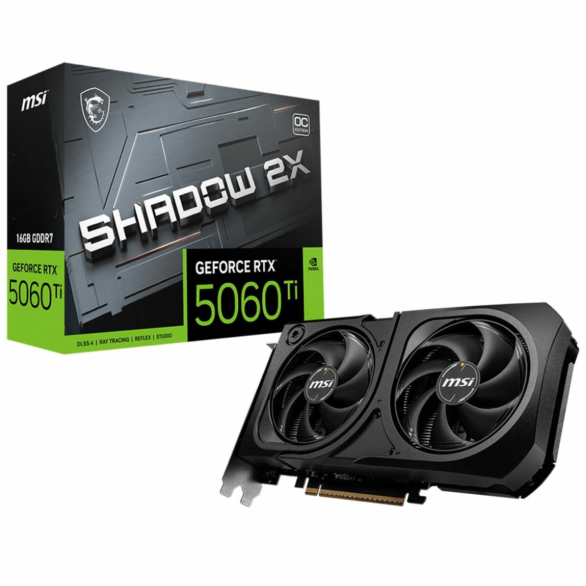 Видеокарта MSI RTX5060Ti SHADOW 2X OC PLUS 16GB GDDR7 128bit 3xDP HDMI 2FAN RTL