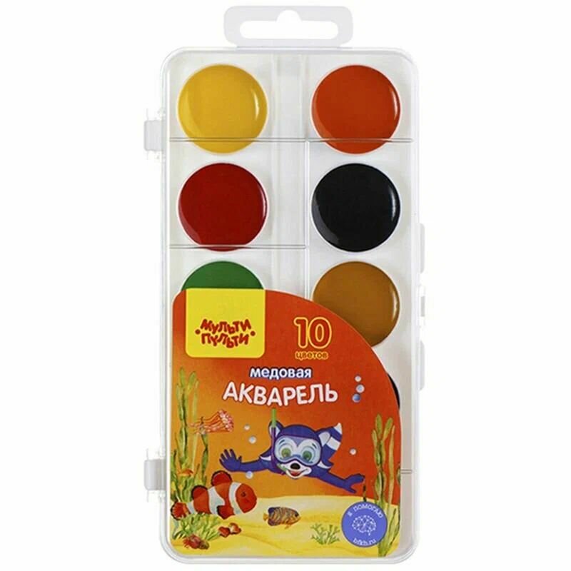 Акварель медовая"Енот в красном море" 10 цветов, полусухая