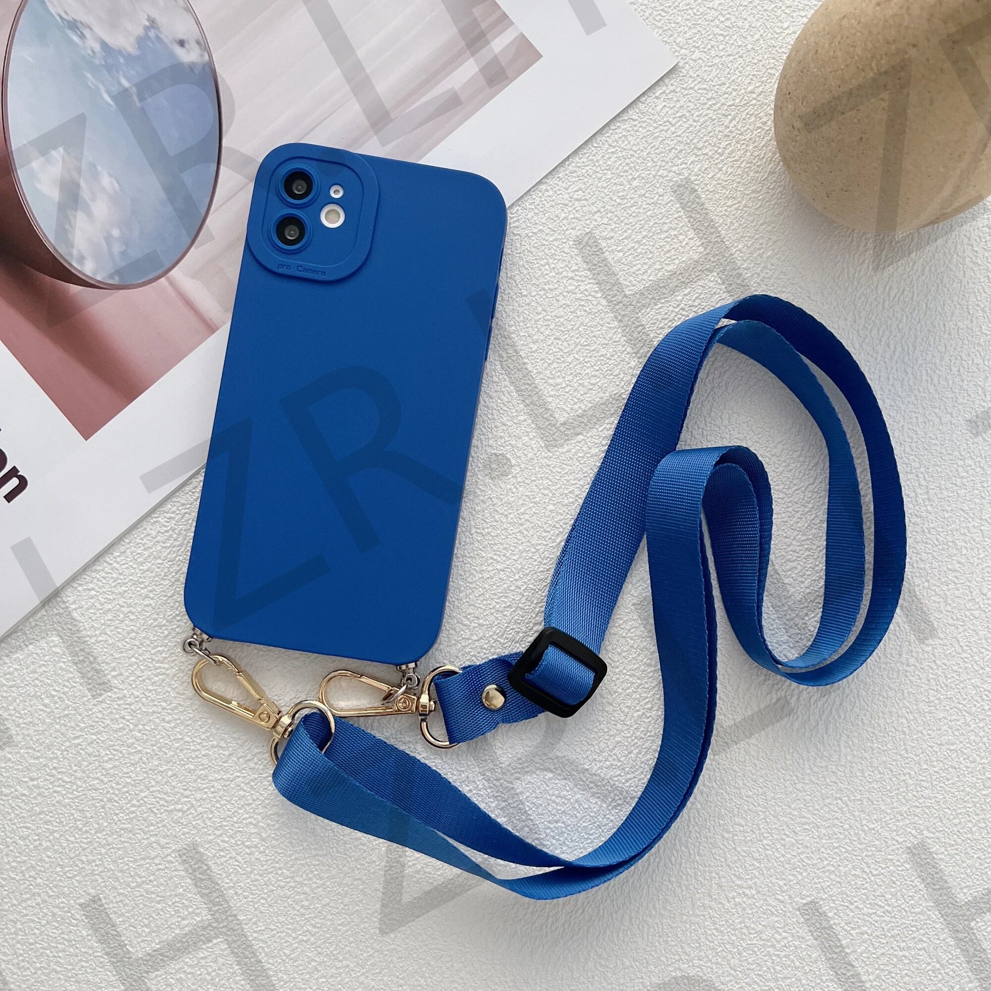 Чехол для телефона с ожерельем и ремешком через плечо для iPhone Синий, blue, iPhone 12Promax