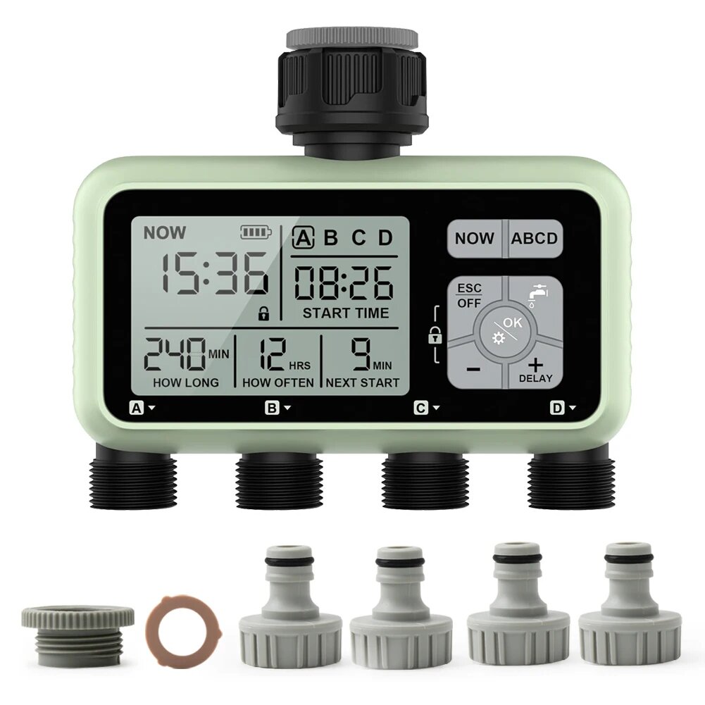 Таймер воды 4/3, пластиковый 4 outlet