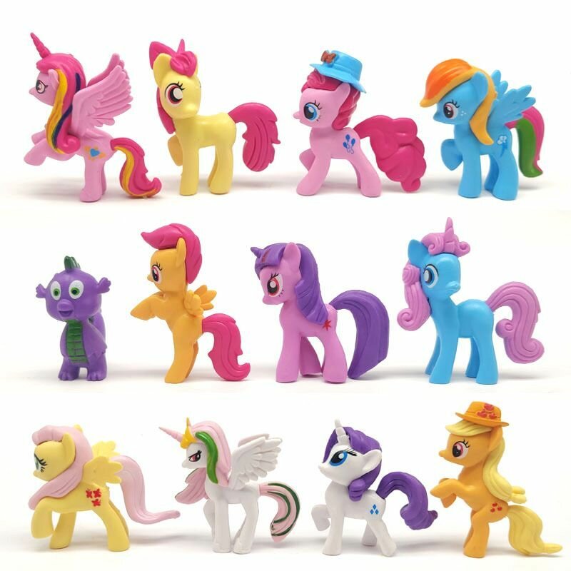 Аниме фигурки мой маленький пони Набор с единорогом для девочек / my Little pony 12шт-