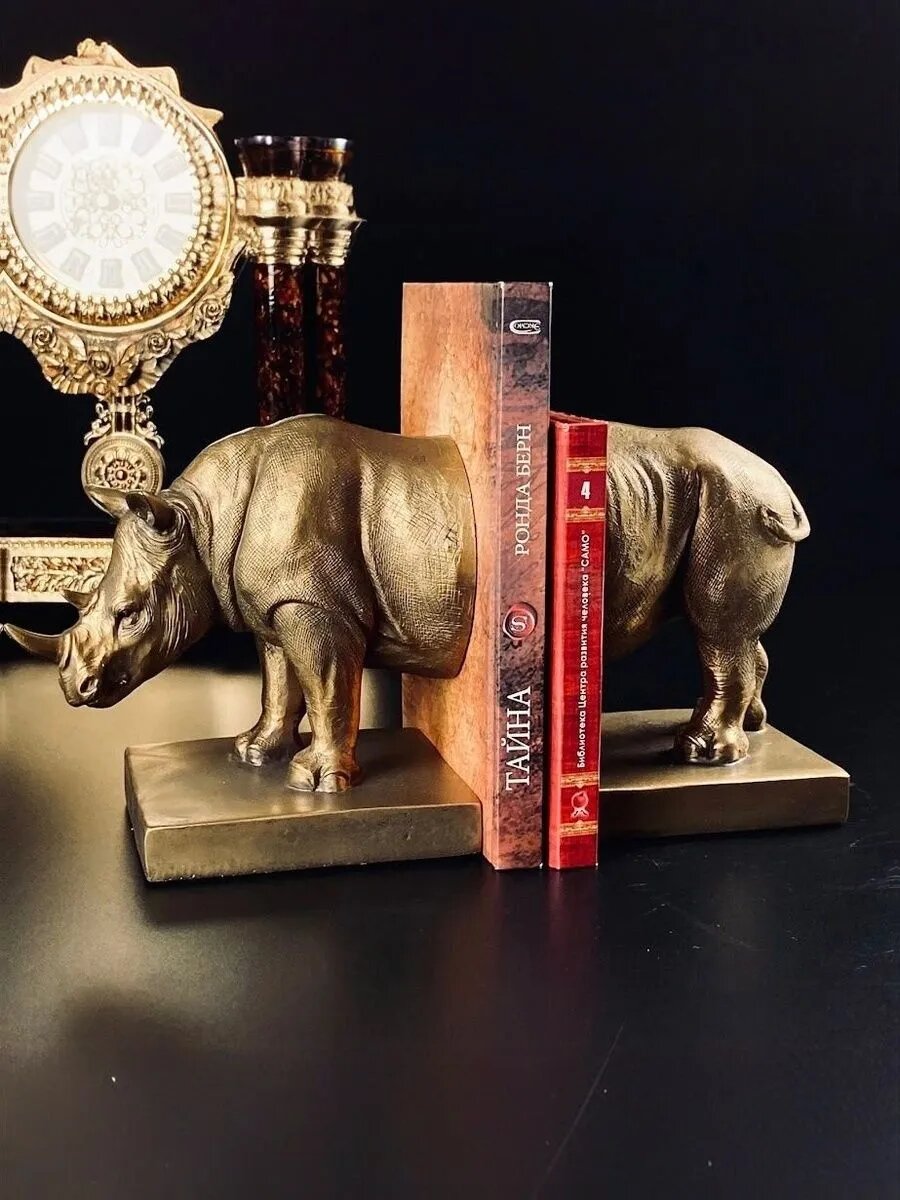 Статуэтка подставка для книг Lenardi "Носорог" 27,5см полистоун