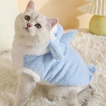 Костюм для домашних животных милый кот, превращенный в костюм акулы -подходит для маленьких и средних кошек и собак