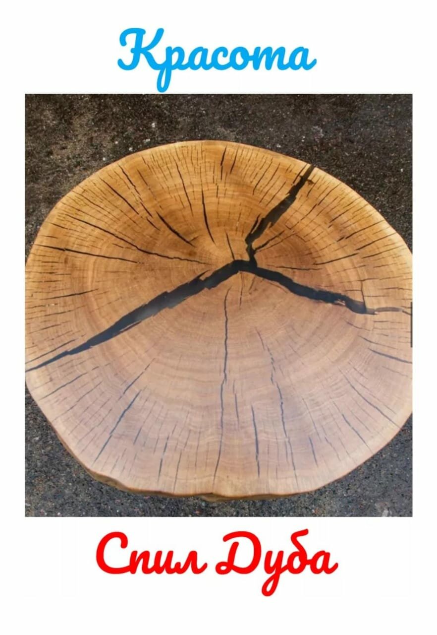 Журнальный столик прикроватный из спила дерева Массив дуба