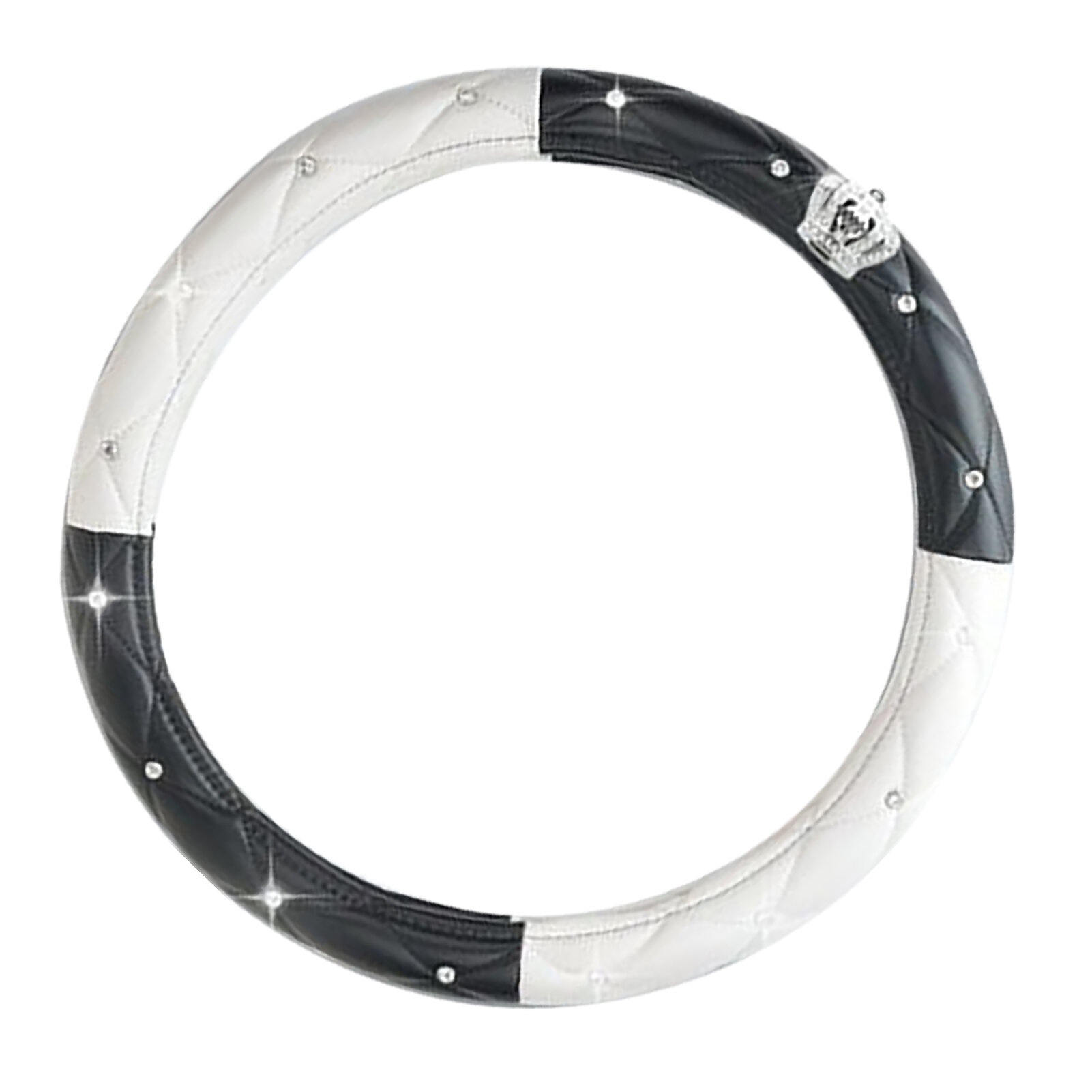 Женский чехол на руль, симпатичный, универсальный, противоскользящий, из искусственной кожи, со стразами, чехол на руль автомобиля, черный, белый